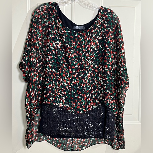 M Made In Italy | Tops | Made In Italy Silk Blend Sheer Sequin Hem ...